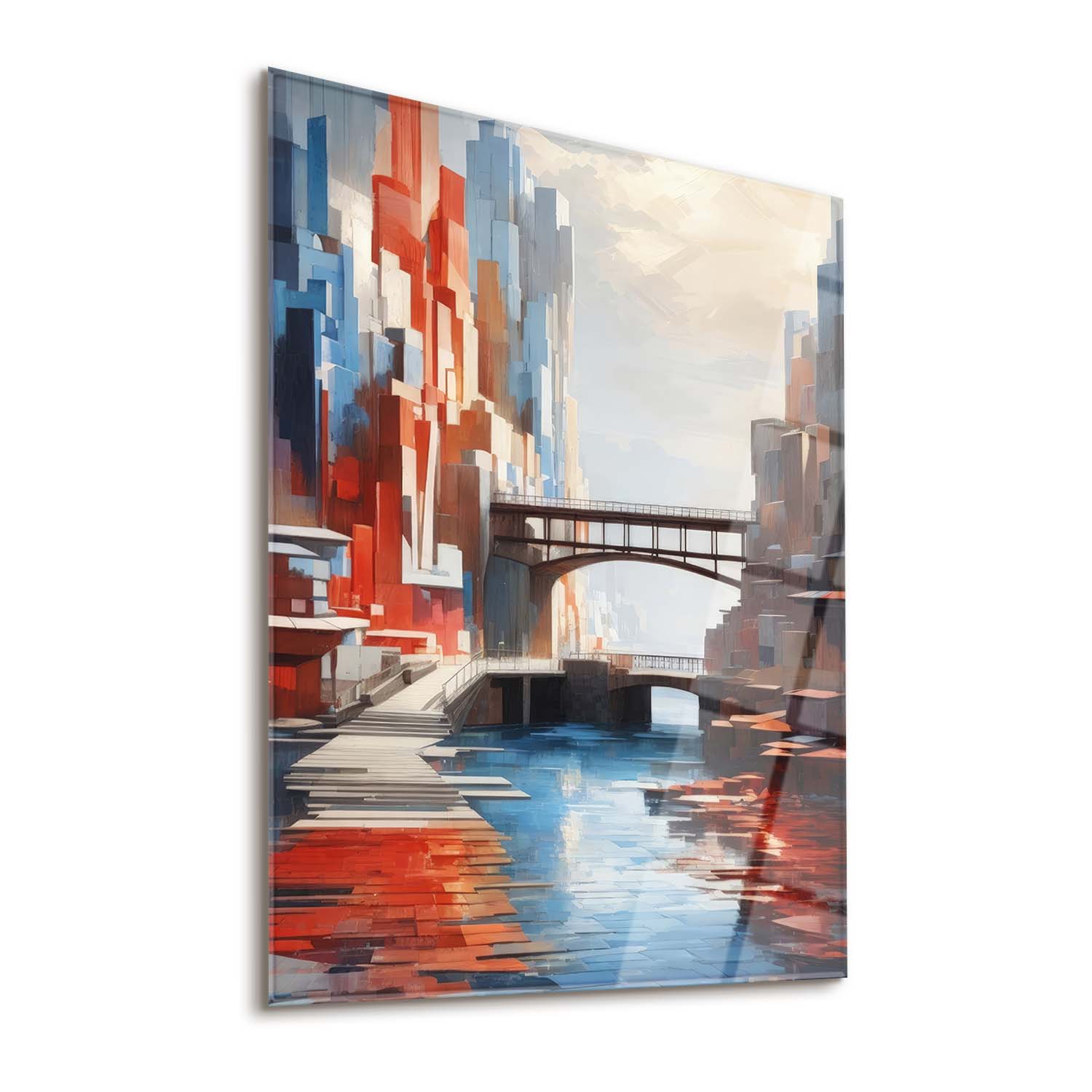 Misty Venice Temperli Cam Duvar Tablosu, Soyut Dekoratif Tablo, Salon ...